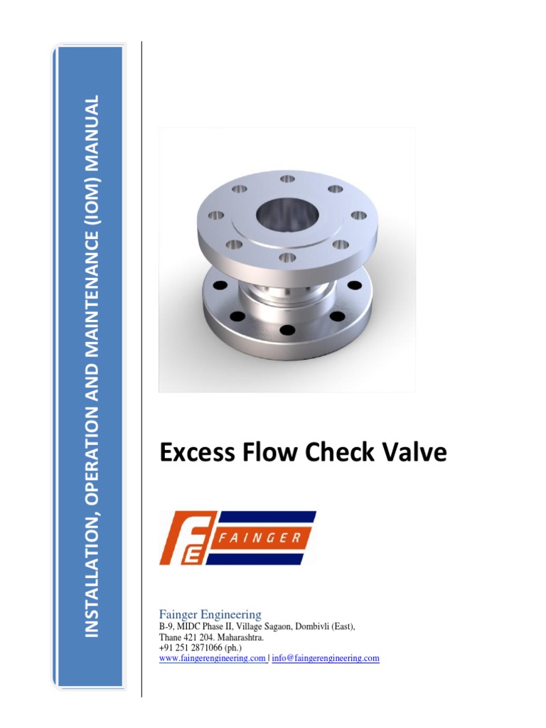 Excess Flow Check Valve | PDF | Valve | Pipe (Fluid Conveyance)