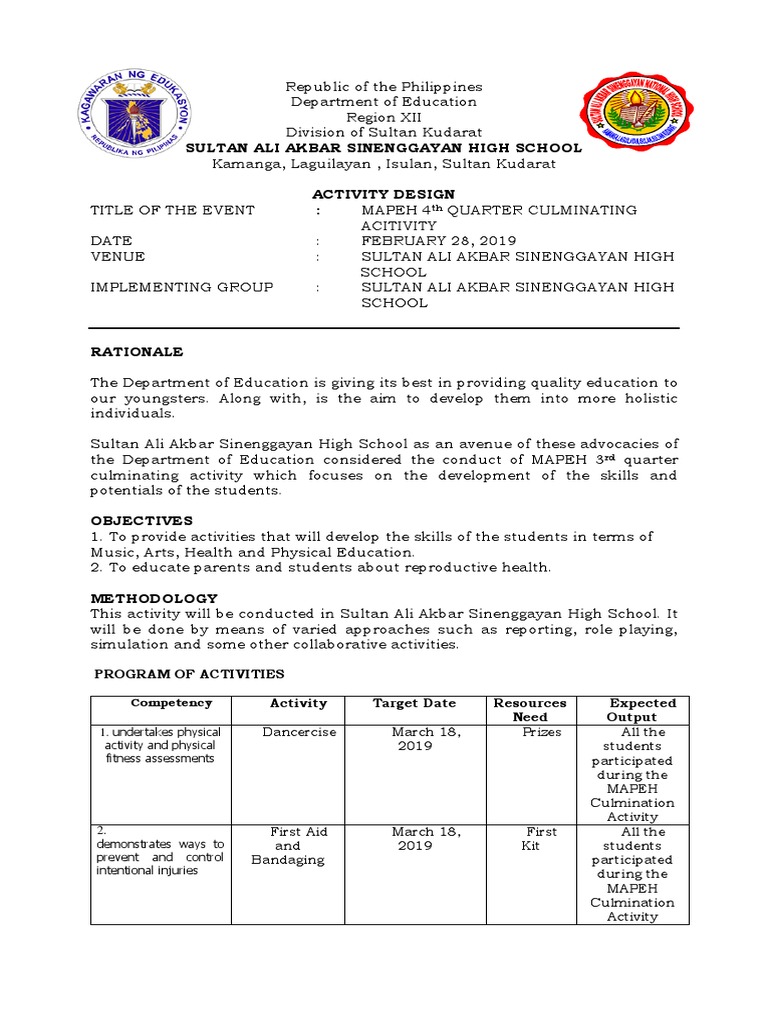 MAPEH Culminating Event | PDF | Behavior Modification | Cognition
