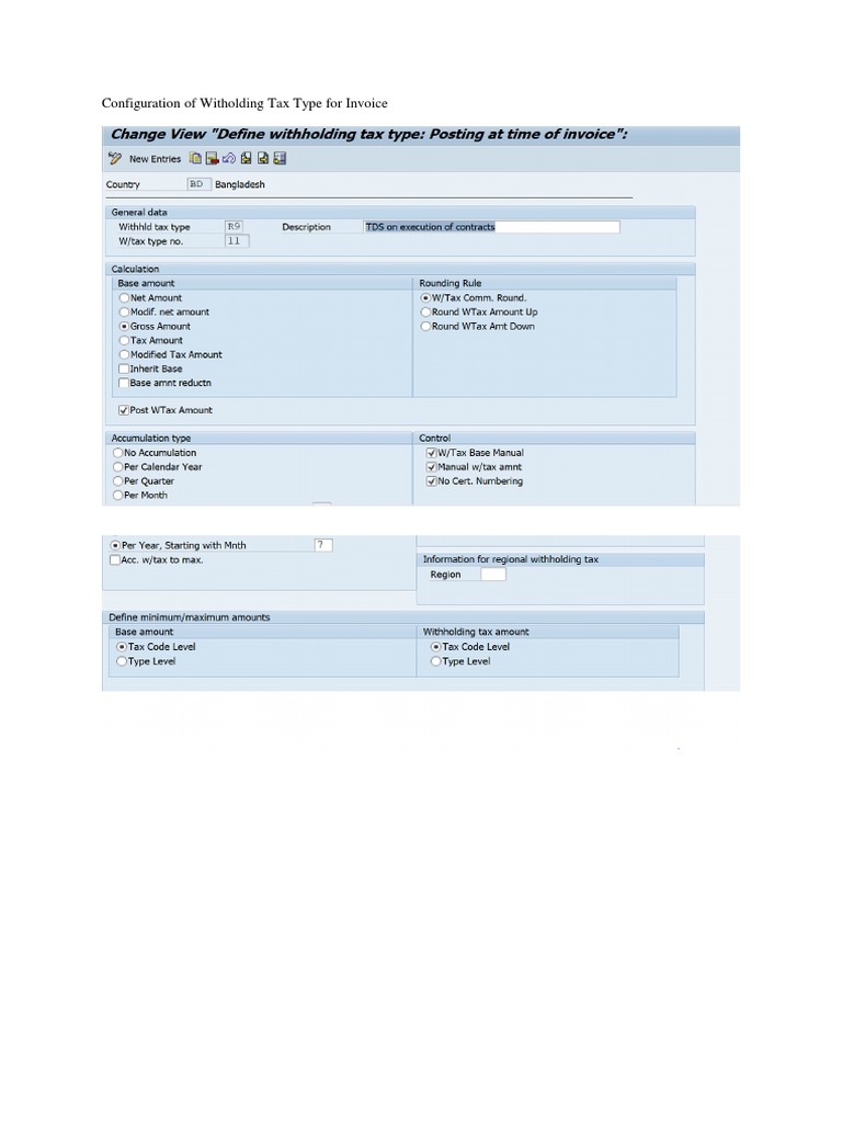 Configuration of Witholding Tax Type For Invoice | PDF