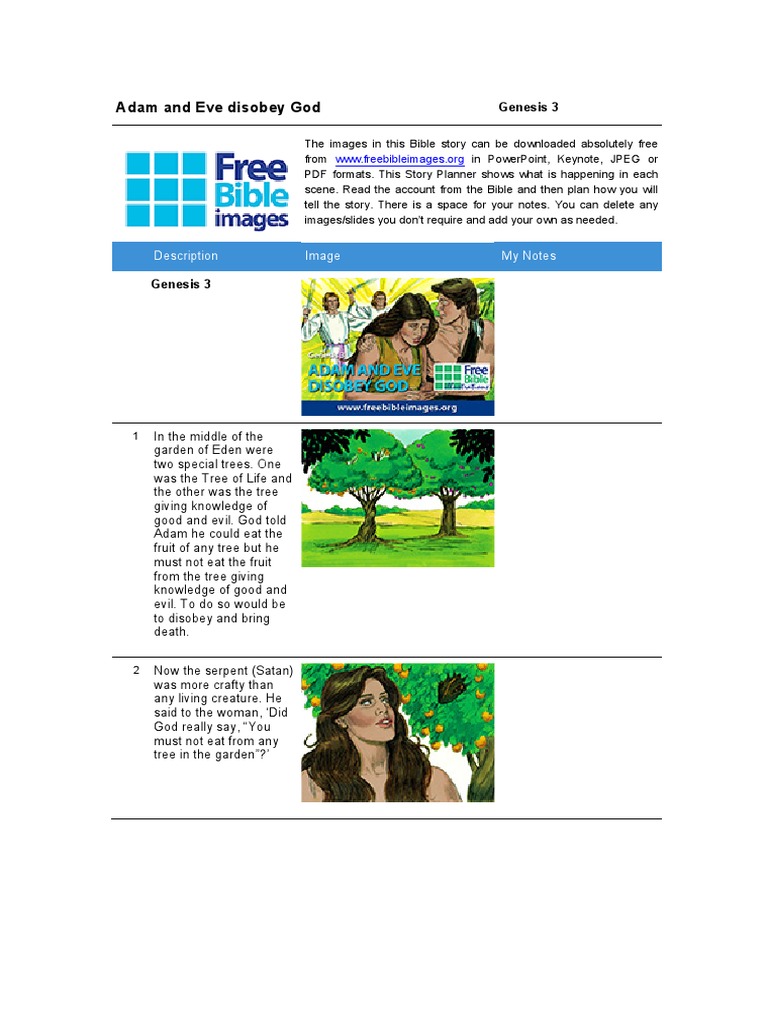 Adam and Eve Disobey God: Genesis 3 | PDF | Legendary Progenitors ...
