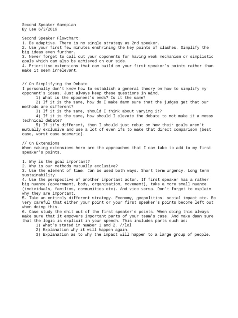 Second Speaker Guide | PDF