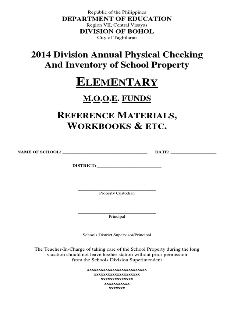 Invnty. of MOOE Funds 14 Elem | PDF