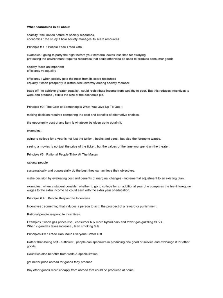 The Ten Principles of Economics: Understanding Scarcity, Trade-Offs ...