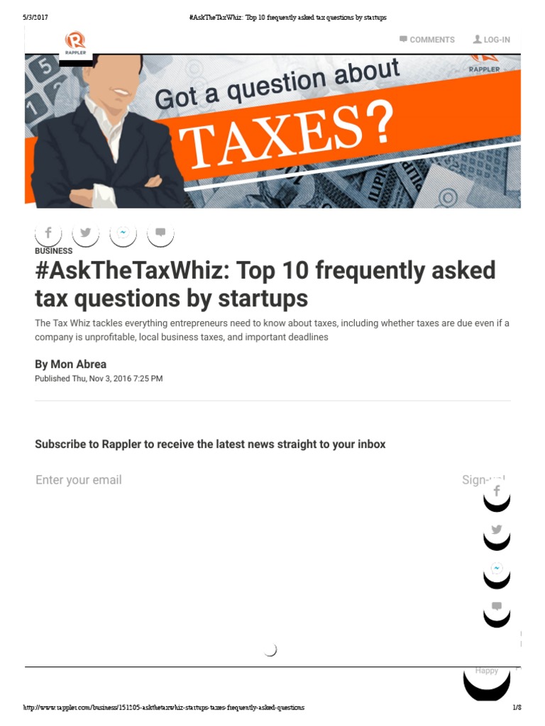#Askthetaxwhiz: Top 10 Frequently Asked Tax Questions by Startups | PDF ...
