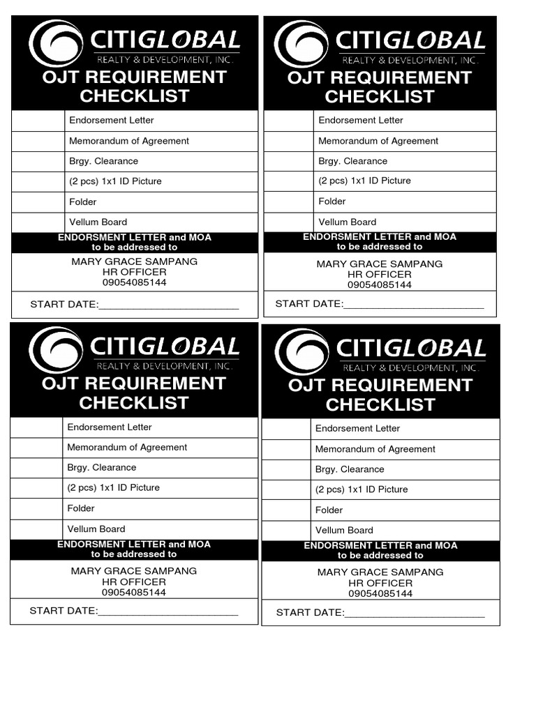Ojt Requirement Checklist | PDF