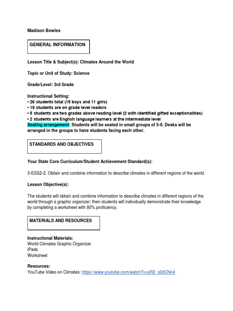 3rd Grade Science Lesson Plan Pdf Teachers Pedagogy