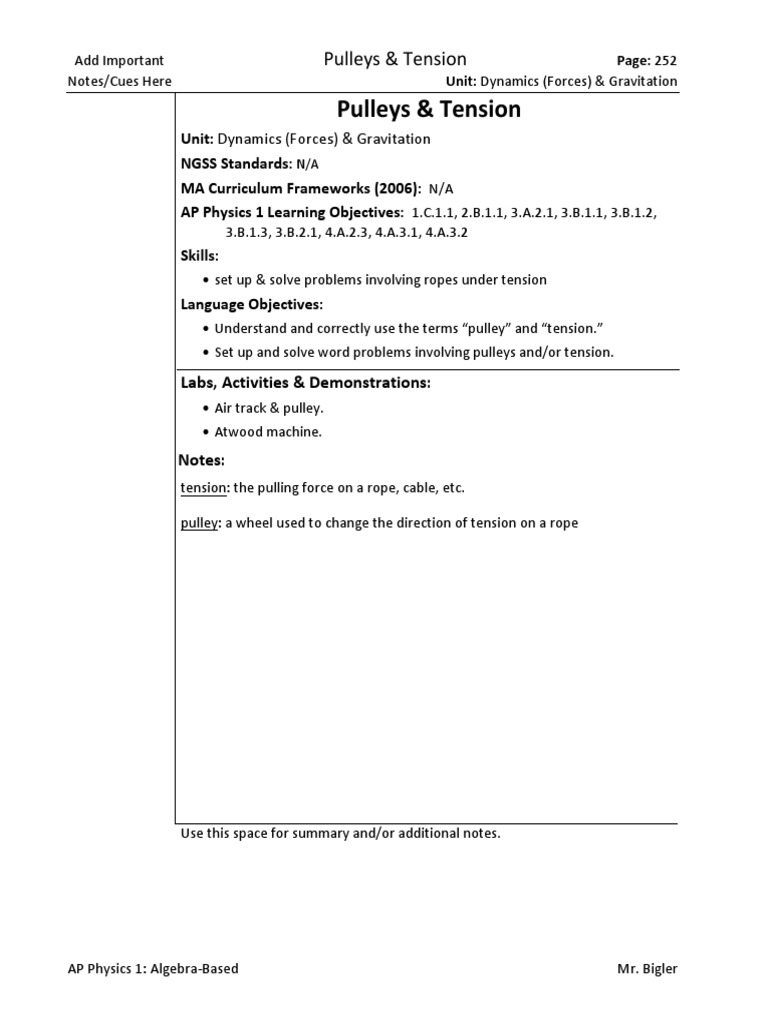 Pulleys and Tension in AP Physics 1 | PDF | Tension (Physics) | Force