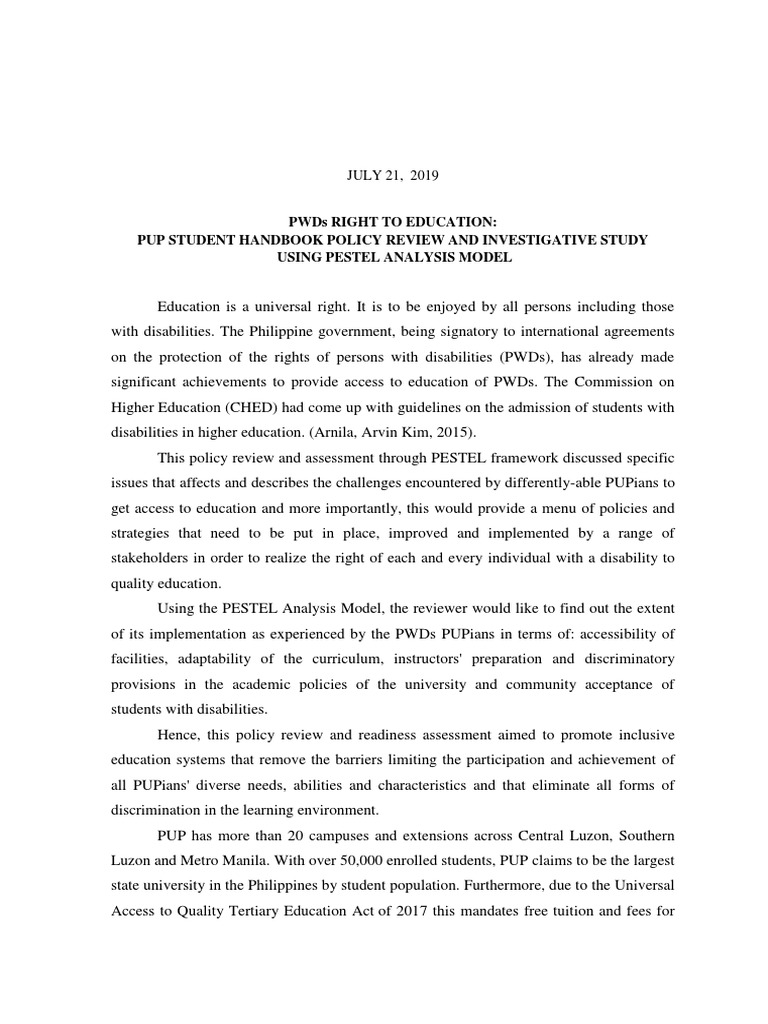 PWD's Right To Education Analysis | PDF | Special Education | Accessibility