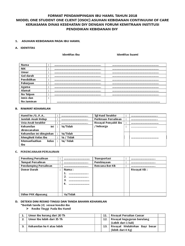 Format Pemantauan Ibu Hamil-Bersalin-Nifas 2018 Fiks | PDF