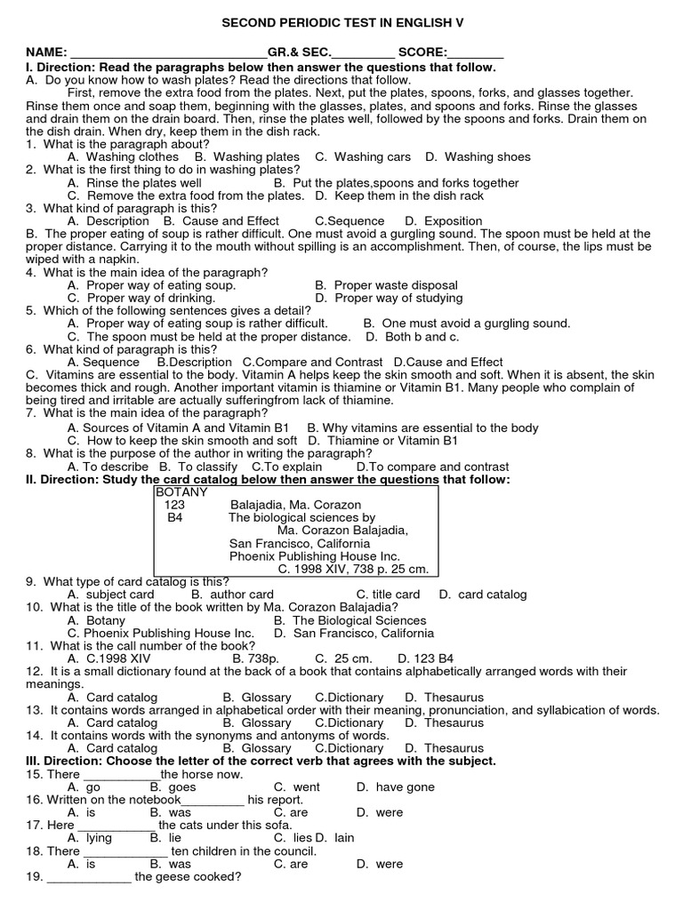 PT - English 5 - Q2 | PDF | Adjective | Dictionary