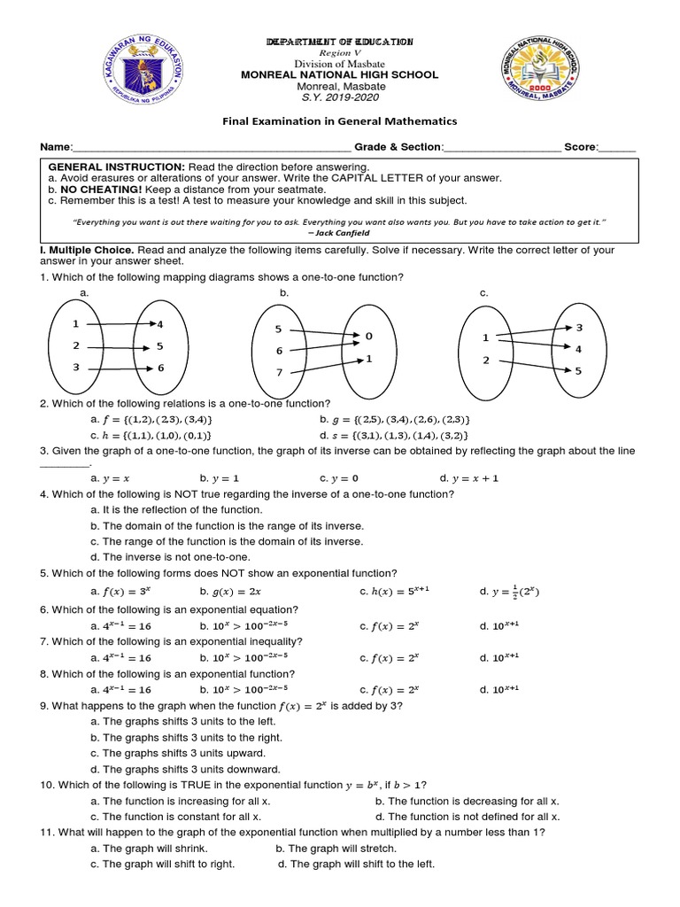Gen Math - 2st Quarter 45 | PDF | Logarithm | Exponential Function