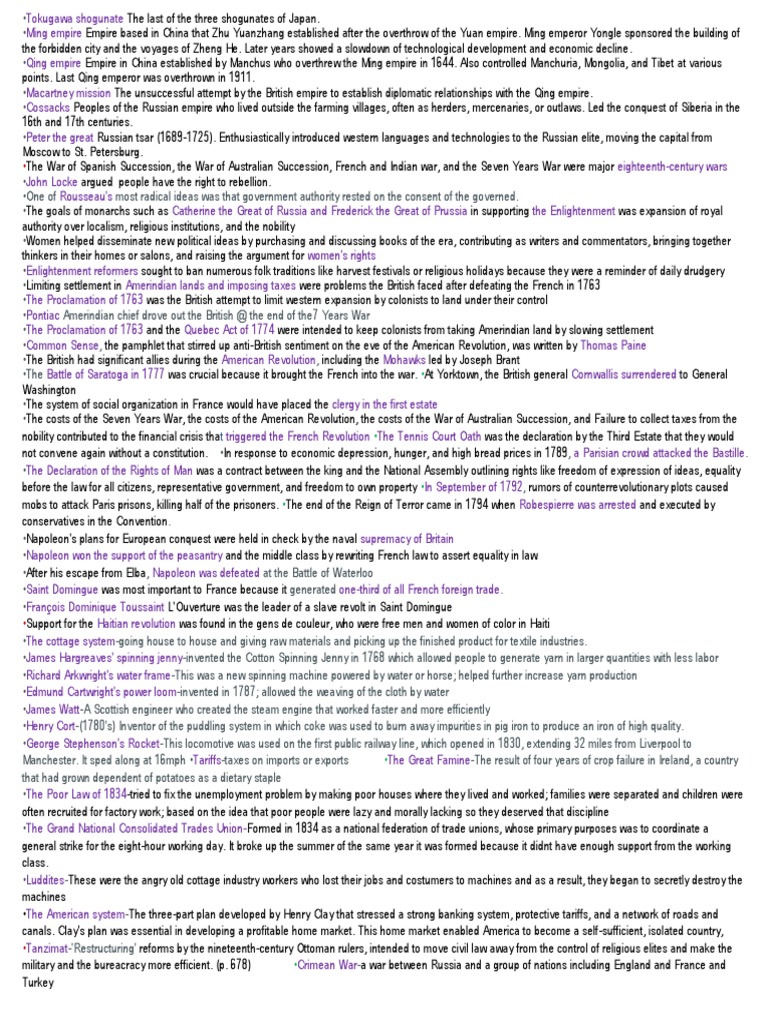 AP World History Cheat Sheet | PDF | French Revolution | Qing Dynasty AP World History Cheat Sheet | PDF | French Revolution | Qing Dynasty