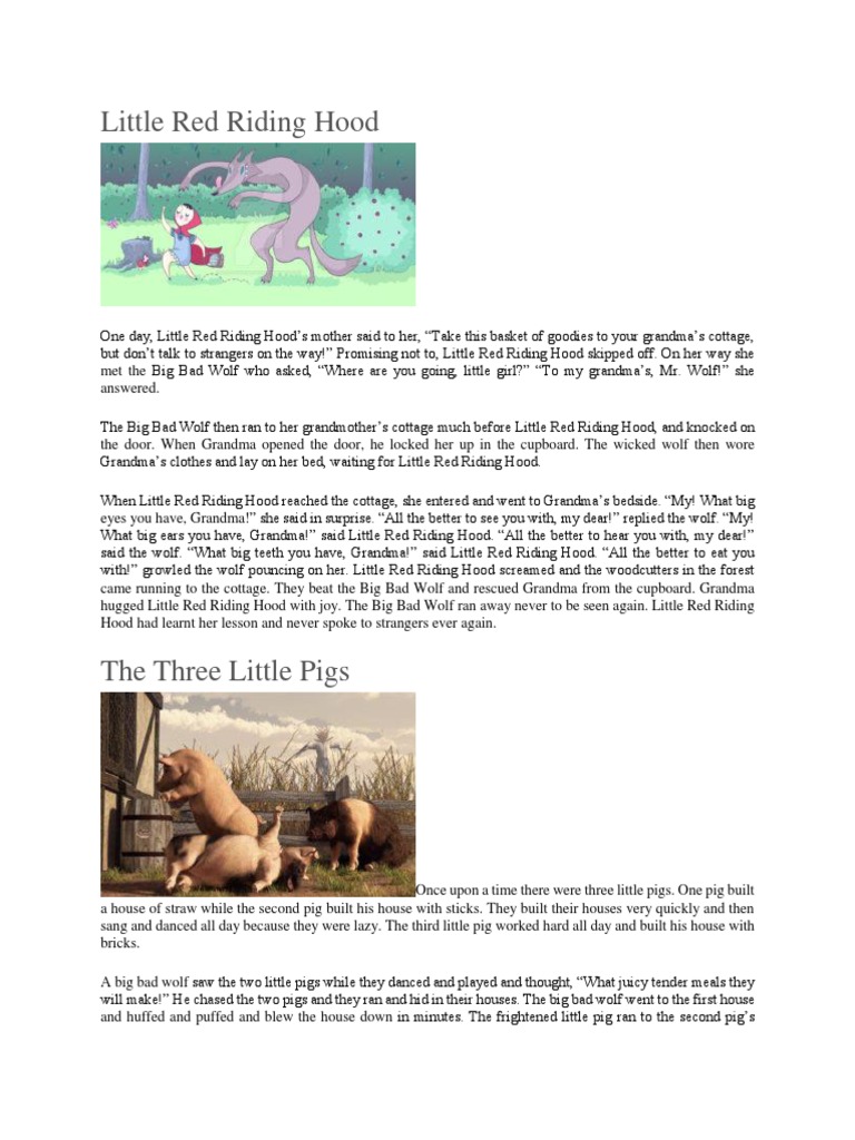 Red Riding Hood & Three Little Pigs | PDF | Little Red Riding Hood