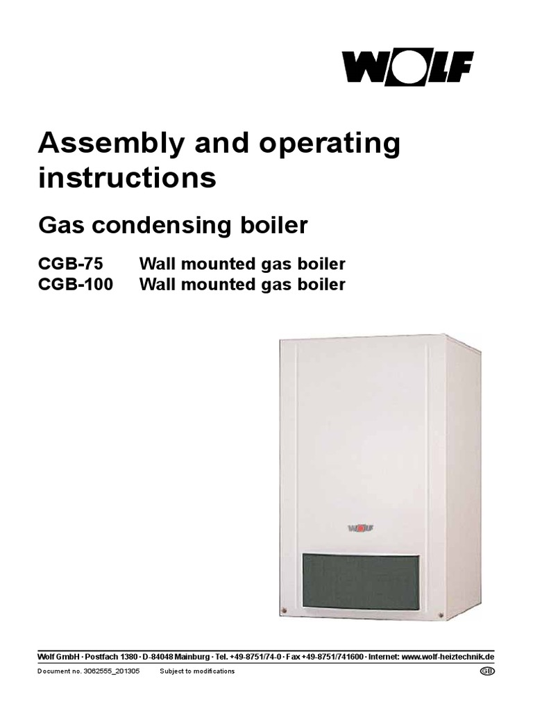 CGB 75 CGB 100 Montage Und Bedienungsanleitung | PDF | Boiler | Water ...