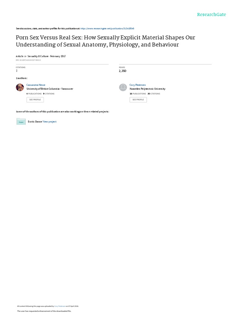 Porn Sex Versus Real Sex: How Sexually Explicit Material Shapes Our ...