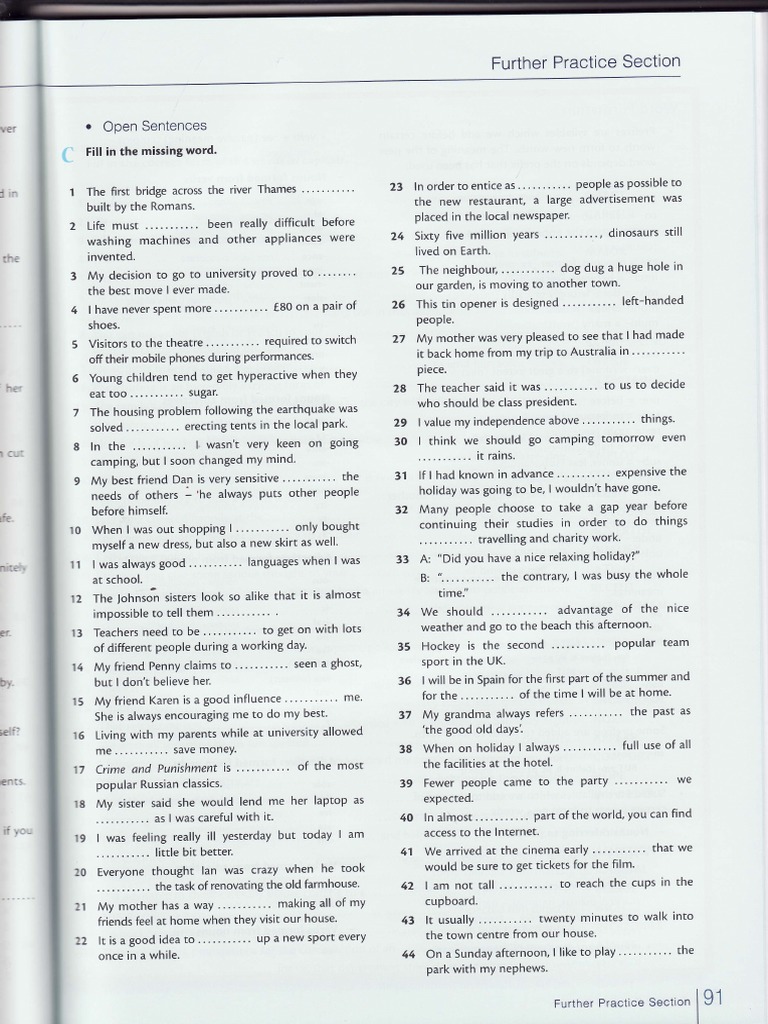 Open Sentences: Further Practice Section | PDF