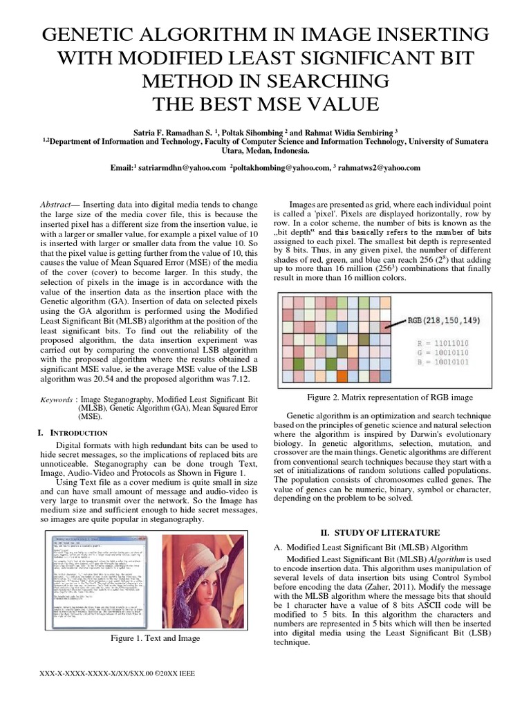 Genetic Algorithm in Image Inserting With Modified Least Significant Bit Method in Searching The ...