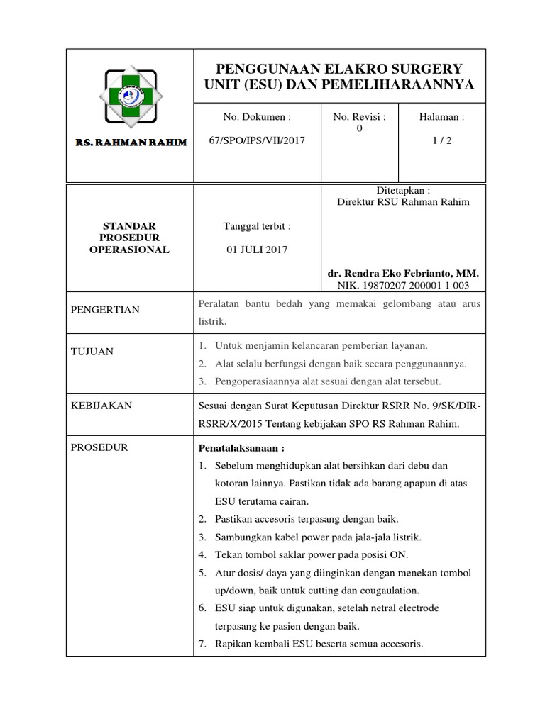 Spo Penggunaan Esu Pdf