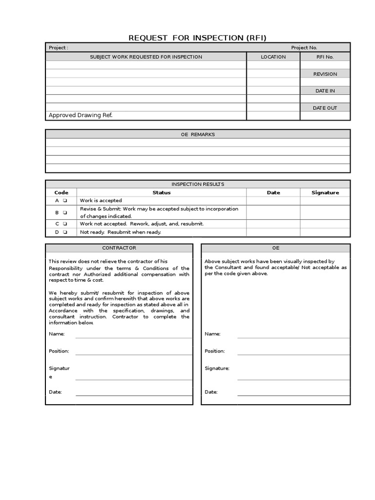 Request For Inspection | PDF