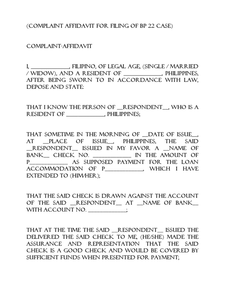 Complaint BP 22 | PDF | Banking | Government