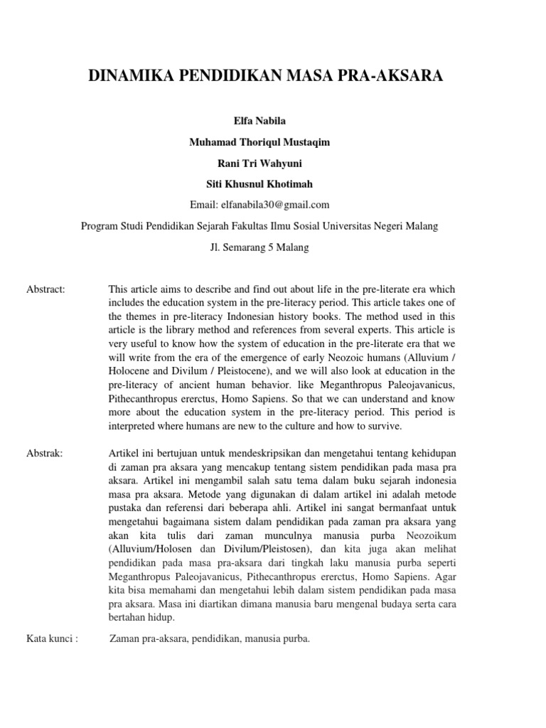 Dinamika Pendidikan Masa Pra | PDF