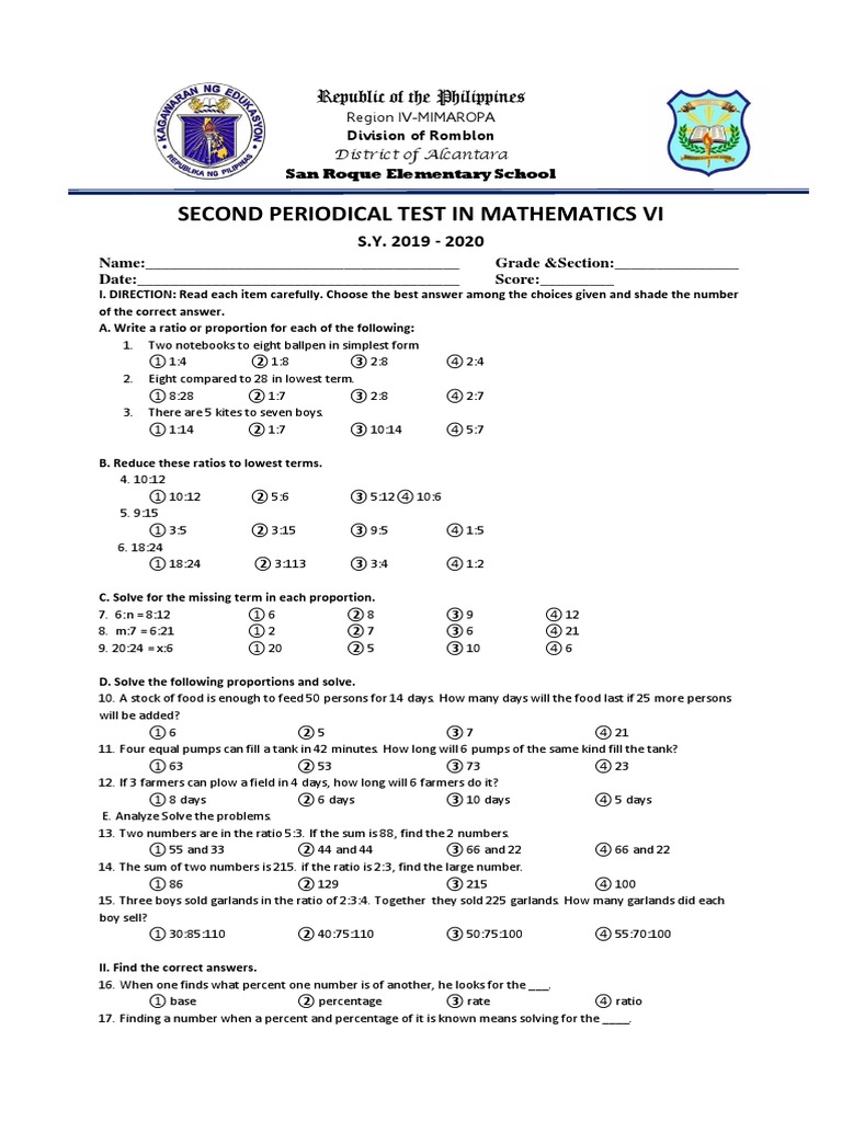 2ND Qe - Math 2019 | PDF | Prices | Percentage