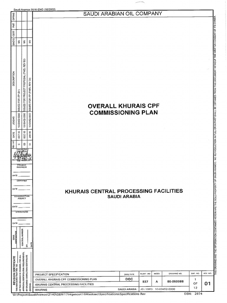BE050088-commissioning Plan PDF | PDF | Gases | Energy Technology