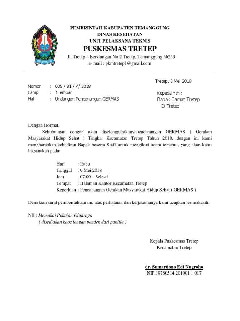 Undangan Pencanangan Germas | PDF