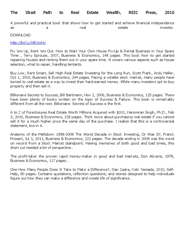 The Strait Path To Real Estate Wealth PDF | PDF | Investing | Books