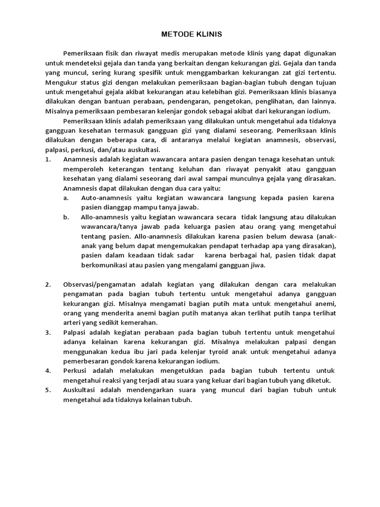 Metode Klinis | PDF
