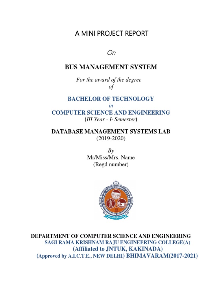 Bus Management System: A Mini Project Report | PDF