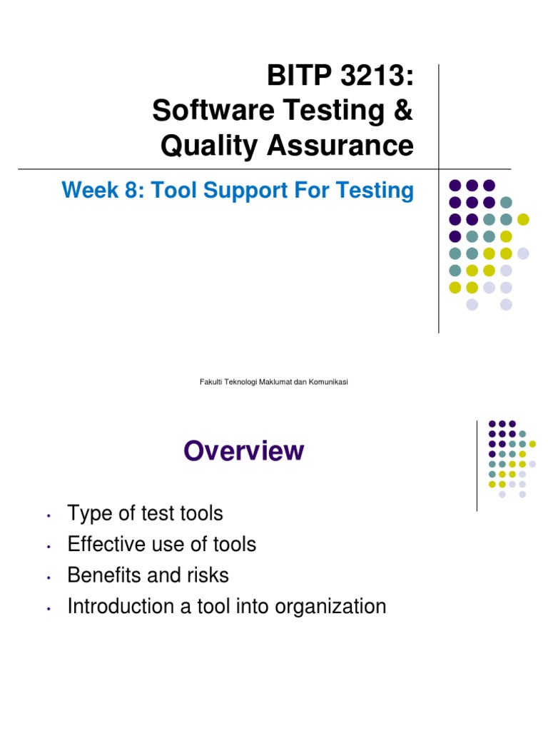 Week 8 - Tool Support For Testing | PDF | Software Testing | Automation