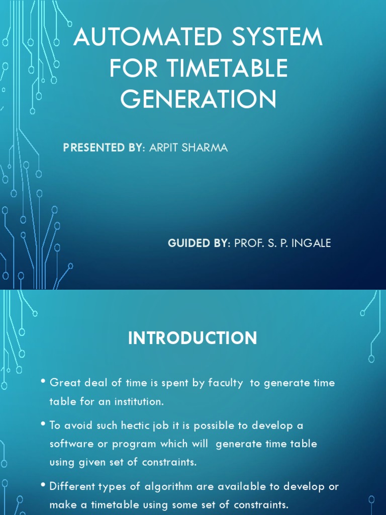 AUTOMATED System For Timetable Generation | PDF AUTOMATED System For Timetable Generation | PDF