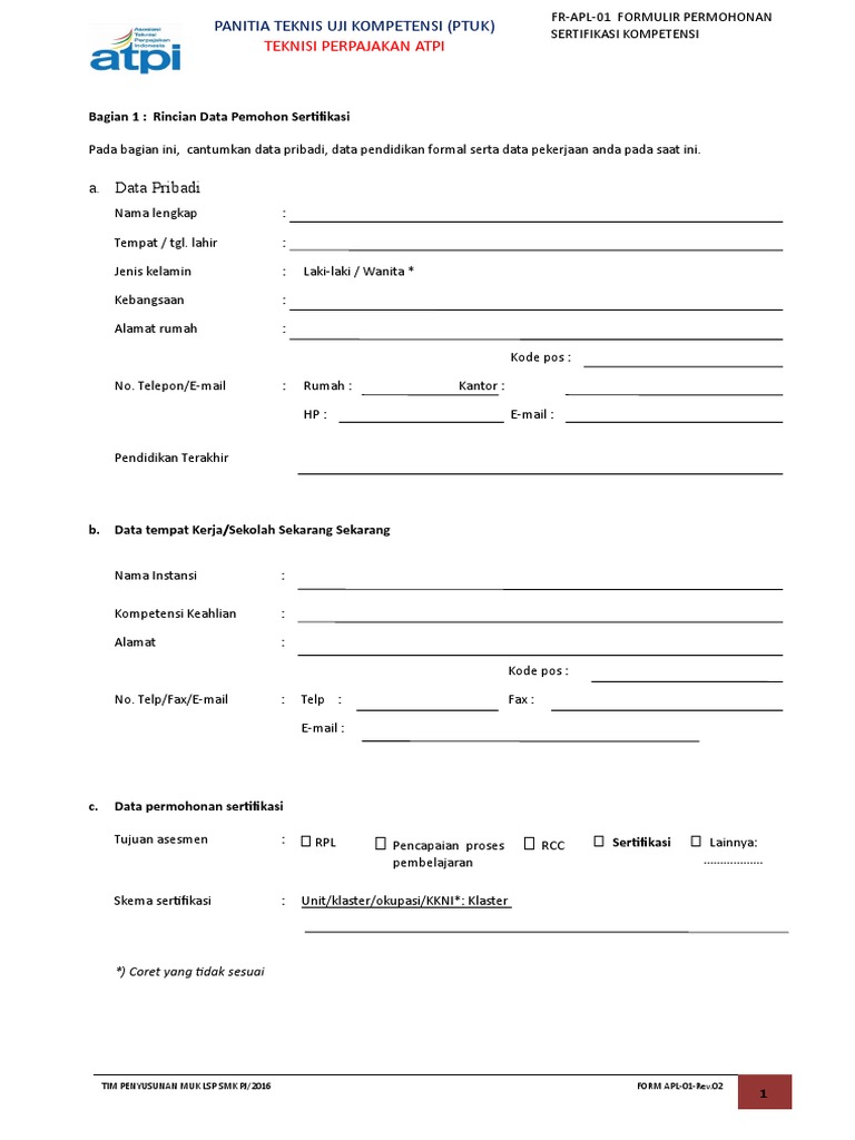 Formulir Pendaftaran Ctt-2 | PDF