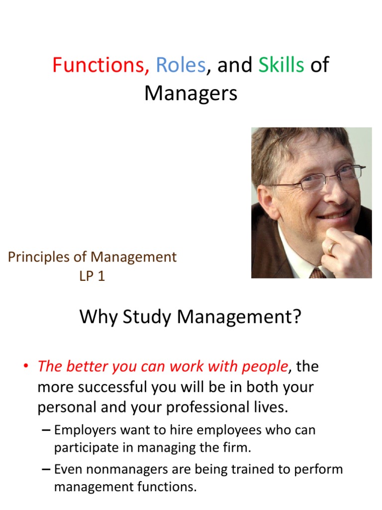 Presentation LP1-Functions, Roles, and Skills of Managers | PDF ...