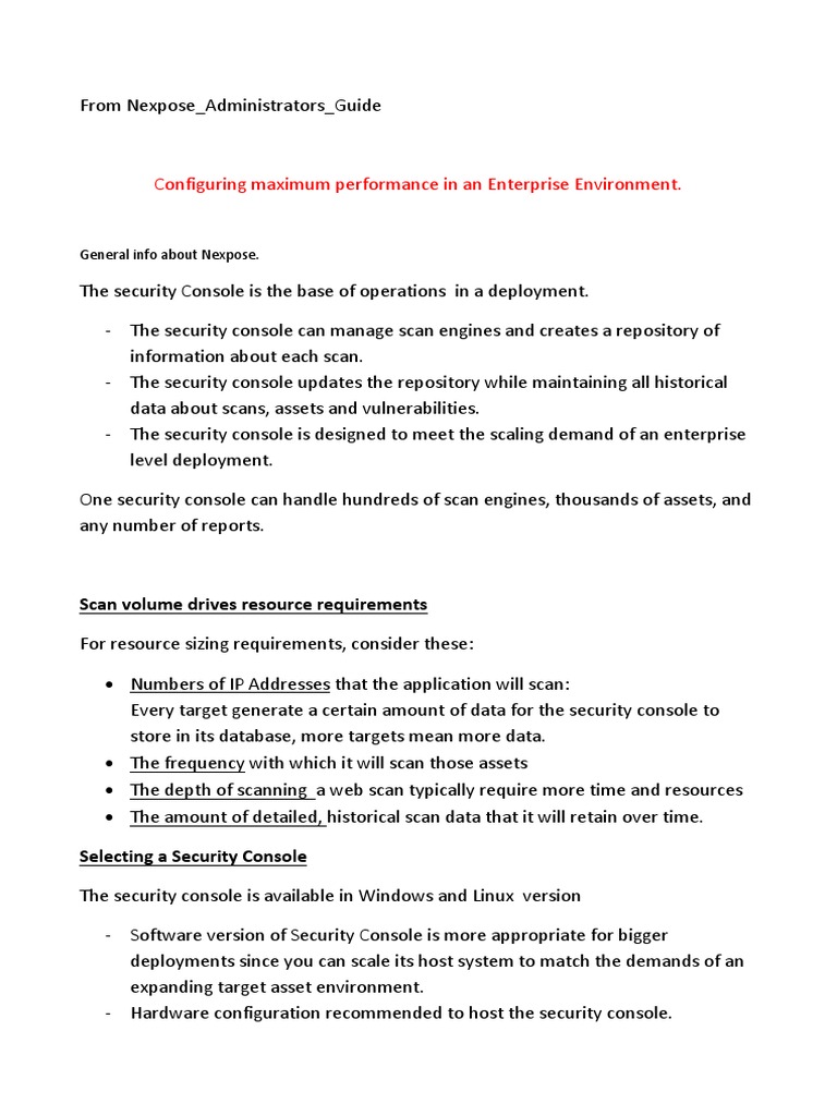 Optimizing Nexpose for Enterprise Use | PDF | Backup | Databases