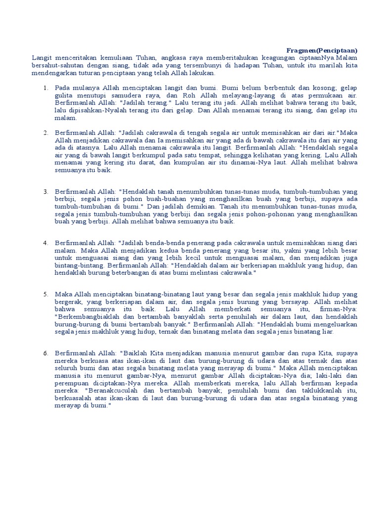 Fragmen Penciptaan - Janji Keselamatan | PDF