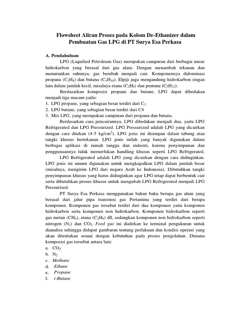 Proses De-Ethanizer dalam Pembuatan LPG | PDF | Memasak, Makanan, & Anggur