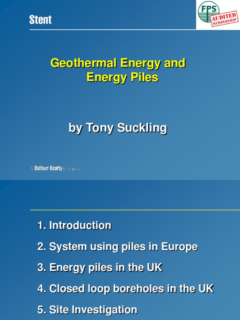 Geothermal Energy Options for Building Foundations: An Overview of ...