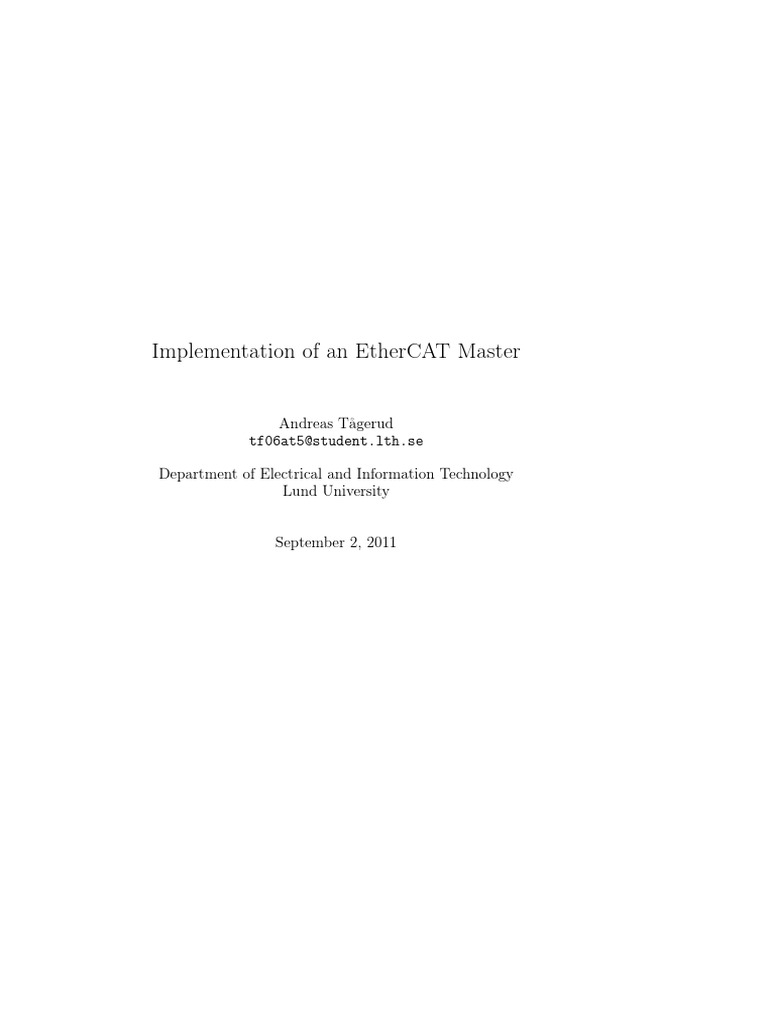 ECAT Master Implementation EITM01 Rapport 580 215 | PDF | Network ...