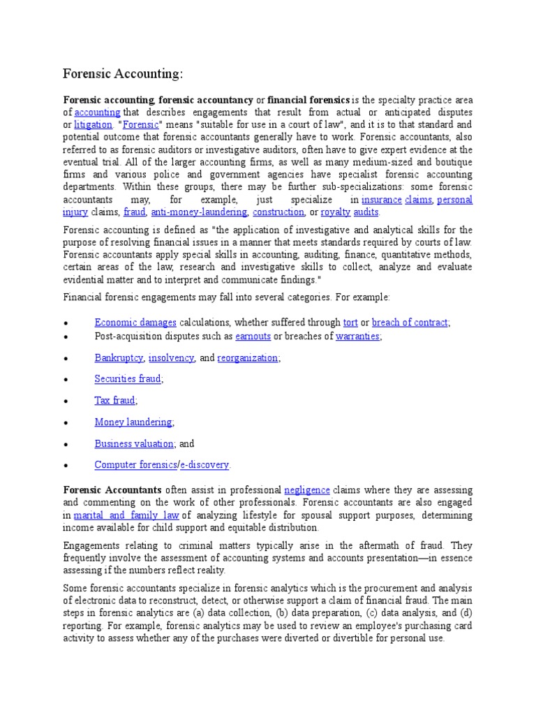 Forensic Accounting:: Forensic Accounting, Forensic Accountancy or ...