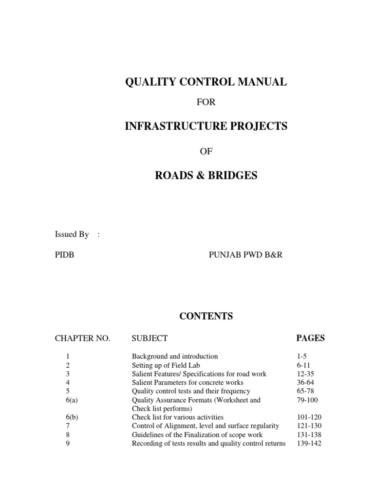 Quality Control Manual | PDF | Specification (Technical Standard) | Road