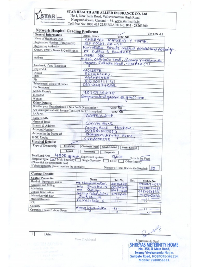 Network Hospital Grading Performa PDF | PDF