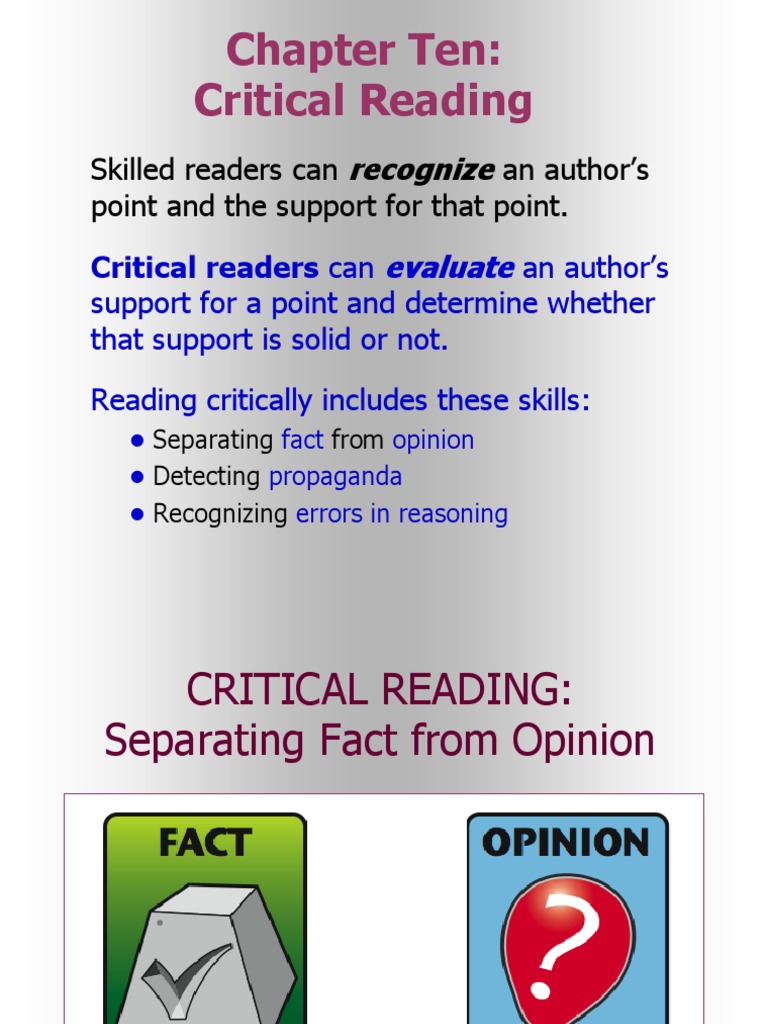 Chapter Ten: Critical Reading: Recognize | PDF | Fallacy | Argument
