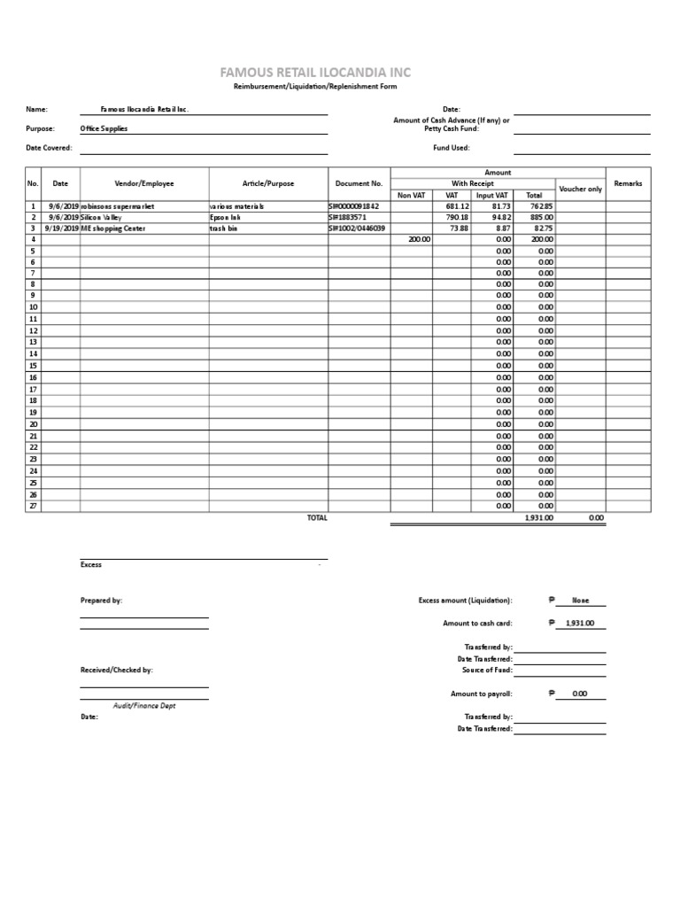Liquidation Format | PDF | Services (Economics) | Payments