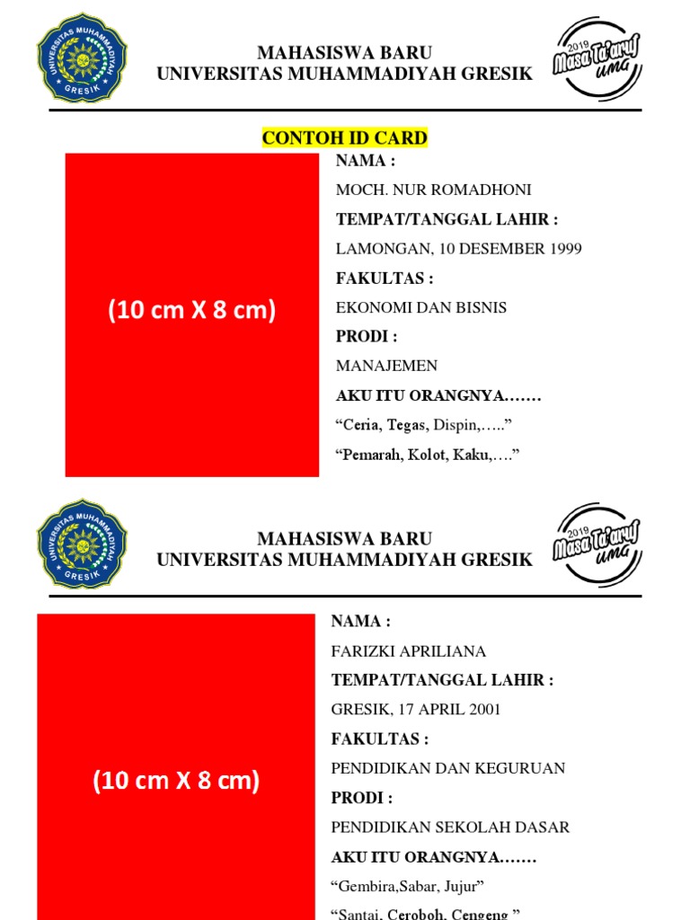 Contoh Id Card Peserta Mataf 2019 | PDF