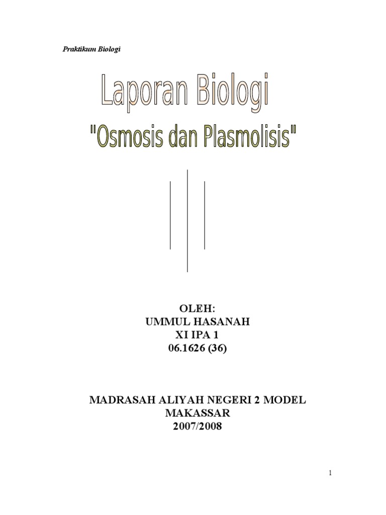 Osmosis dan Plasmolisis pada Sel Tumbuhan | PDF