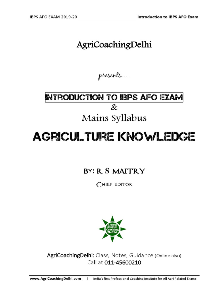 IBPS AFO Exam Guide: Prelim, Mains, Syllabus (40 | PDF | Multiple Choice | Agriculture