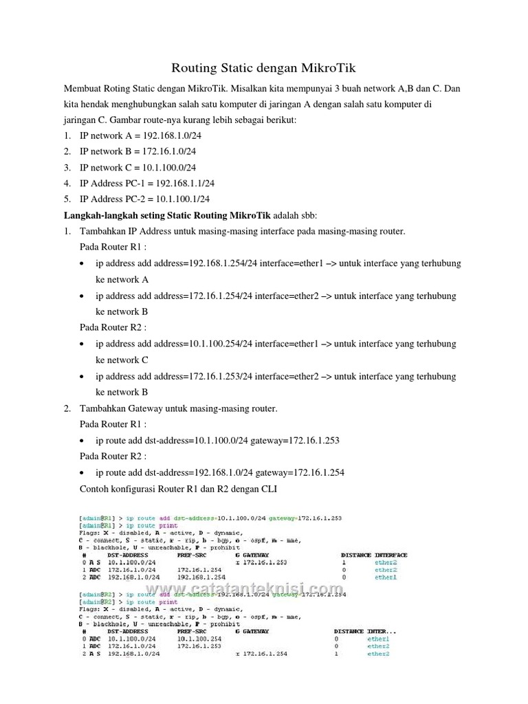 Routing Static Dengan MikroTik | PDF | Komputer
