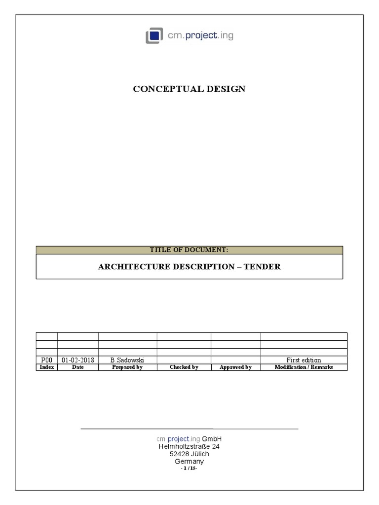 Conceptual Design: Architecture Description - Tender | PDF | Wall ...